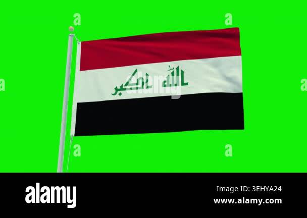 Seamless loop animation of the Iran flag on a green screen background ...