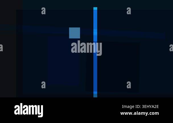 Abstract composition of blue shapes on a dark background, featuring a ...