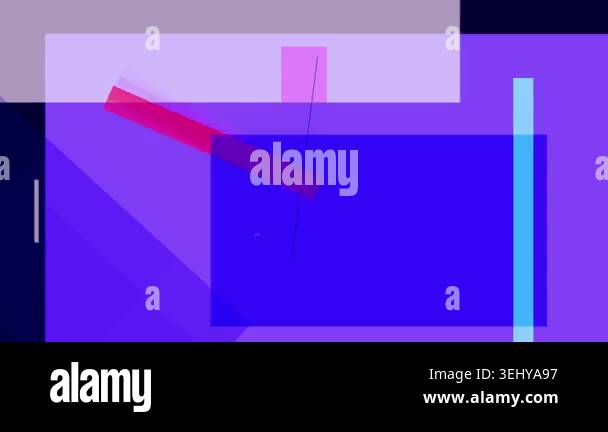 Abstract geometric composition with bold red and blue shapes on a dark ...