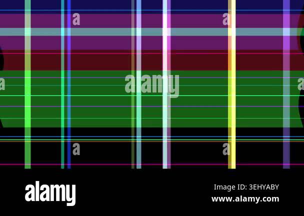 Abstract plaid pattern with horizontal bands of blue, green, black, and ...