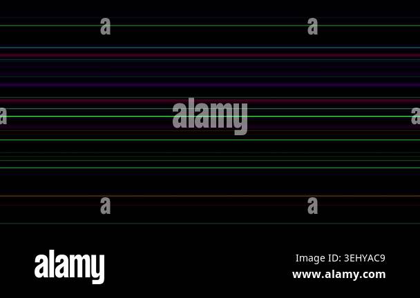 Abstract pattern of thin, colorful horizontal lines on a black ...