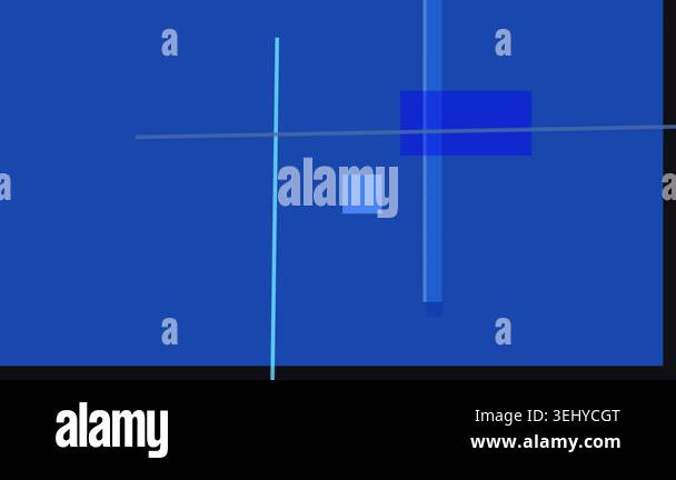Abstract geometric composition with overlapping blue rectangles and ...