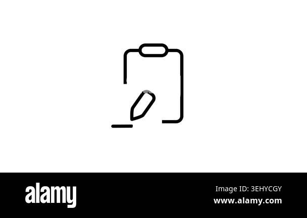 A clean line icon of a clipboard with a pencil or pen indicating ...