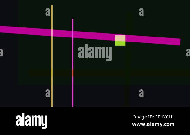 Abstract geometric composition with intersecting pink and yellow lines ...