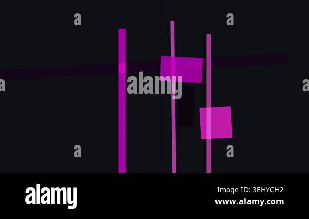 Abstract composition with vertical pink lines and overlapping purple ...