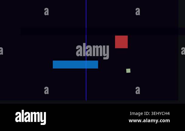 Abstract composition with blue and red rectangles against a dark ...