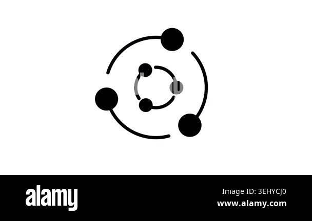 A minimal circular orbit icon with multiple dots or nodes connected by ...