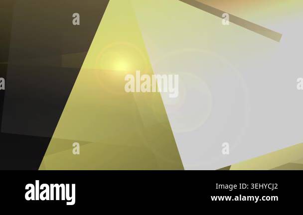 Abstract geometric composition with a bright yellow light source and ...