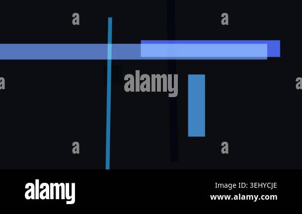 Abstract composition of intersecting blue rectangles and lines on a ...