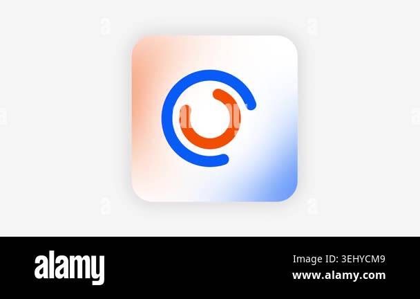 A white rounded square icon showing a bold blue and orange circular ...