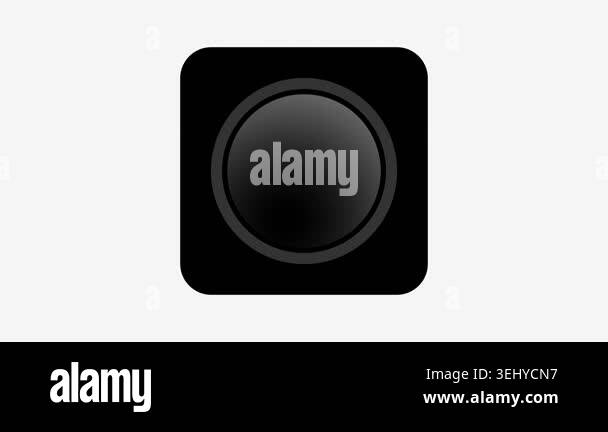 A bold dark circular knob or button icon with a glossy shine effect ...