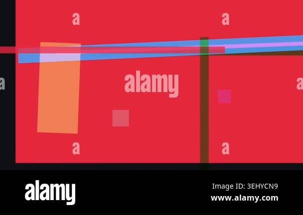 Abstract composition with overlapping geometric shapes in vibrant red ...