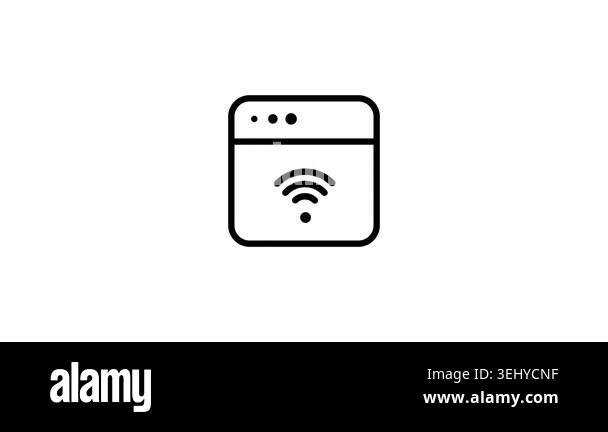 A minimal icon of a browser window displaying a wifi or wireless signal ...