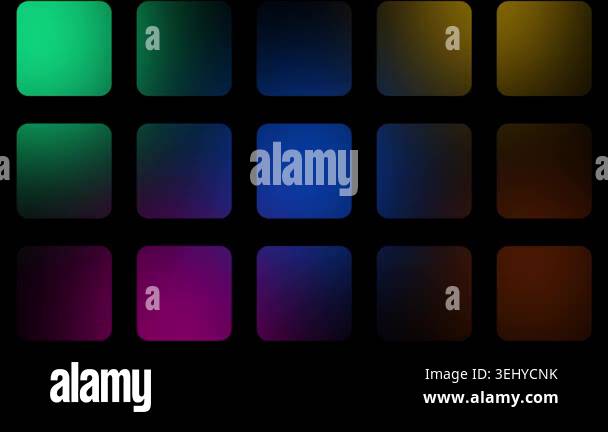 A grid of sixteen rounded square tiles display a dark color gradient ...
