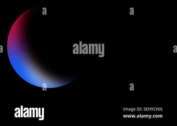 A dark crescent moon-like arc blends deep blue into warm red hues ...