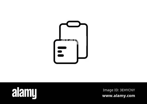 A minimal outline icon featuring two overlapping clipboard documents ...