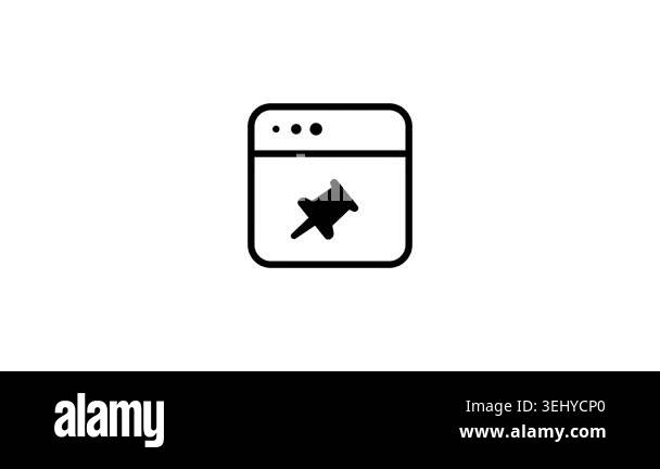 A minimal line icon depicting a browser window with a pin or bookmark ...