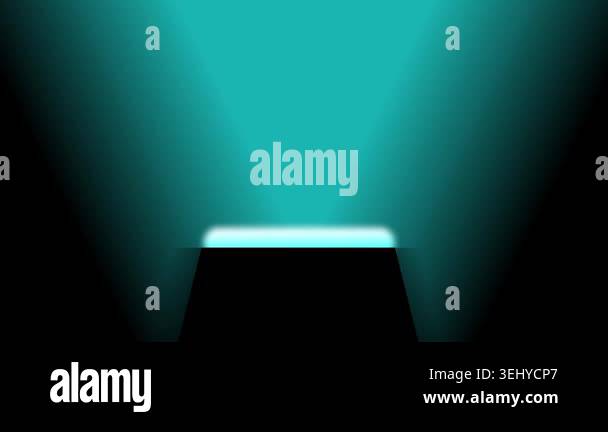 A vibrant teal and cyan light beam floods upward from a glowing ...