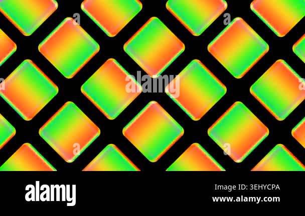 A repeating diagonal lattice pattern made of gradient orange and green ...