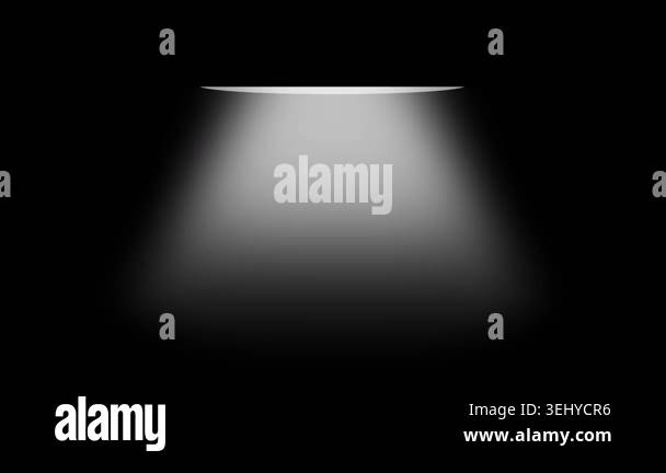 A soft glowing white spotlight illuminates from a raised platform ...