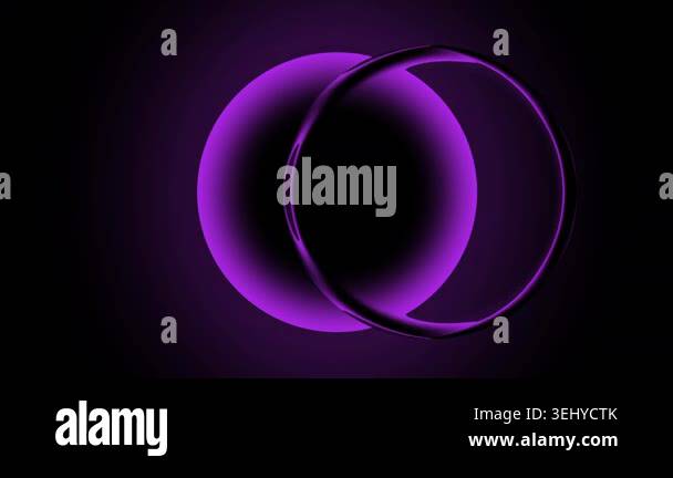 Two glowing purple intersecting circles overlap against a dark ...