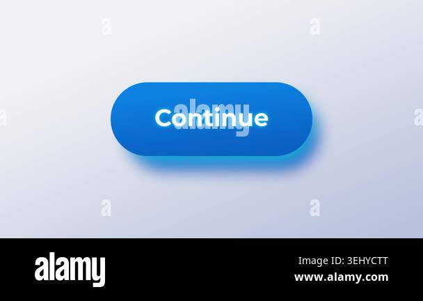A small classic blue oval Continue button sits against a plain light ...