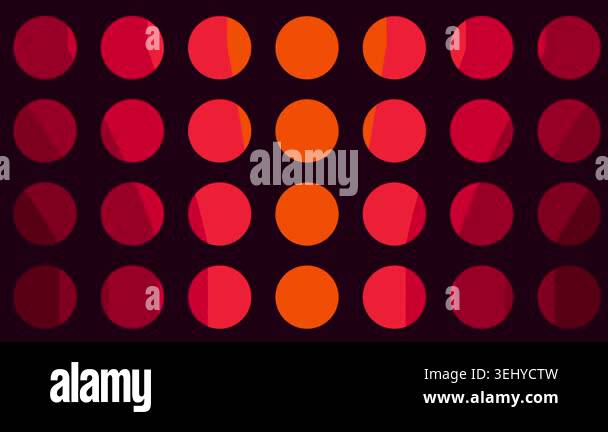 A grid of glowing red and orange circles of varying sizes pulses on a ...