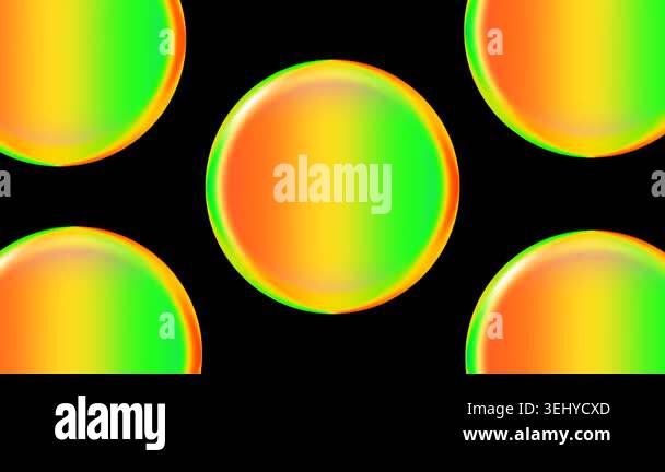 Multiple colorful 3D spheres with rainbow gradient surfaces are ...