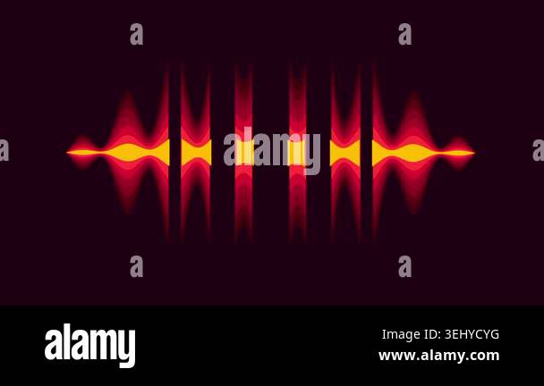 Glowing orange and red vertical frequency bars pulse intensely on a ...