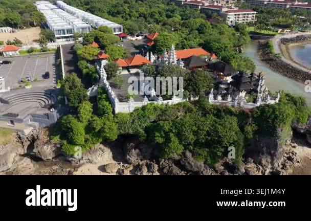 Aerial View of Geger Temple on a Rocky Cliff in Nusa Dua Bali Stock ...