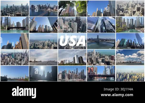 USA city collage video showcasing iconic architecture and landmarks ...