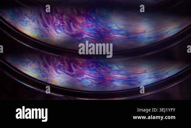 Oil fluid. Gasoline leak. Defocused blue purple orange color round ...