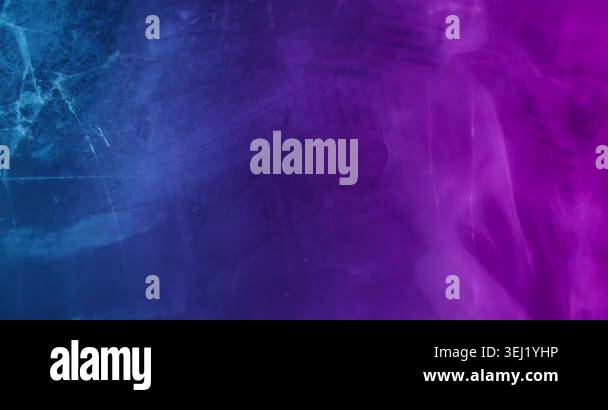 Neon smoke. Scratched glass. Defocused purple blue color vapor smog ...