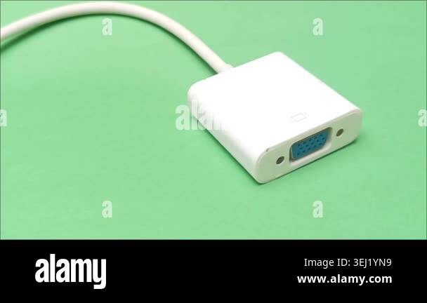 White computer adapter cable showing female analog port connector ...