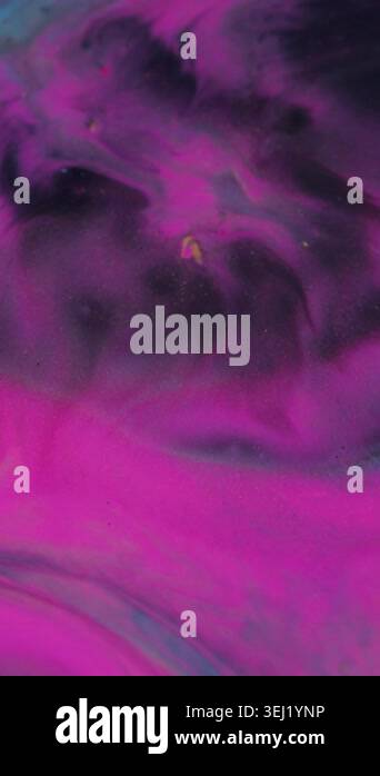 Vertical video. Spilling art. Paint background. Defocused blue purple ...