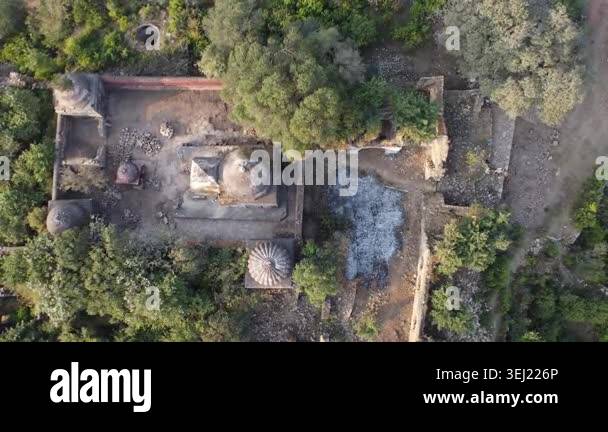 Tilla jogian Pakista tilt shot drone video showing sikh temple ruins ...