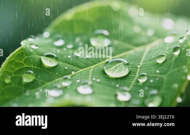 rain drops on the green leaves, nature background, summer season Stock ...
