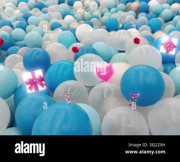 blue balloons with red heart Stock Video Footage - Alamy
