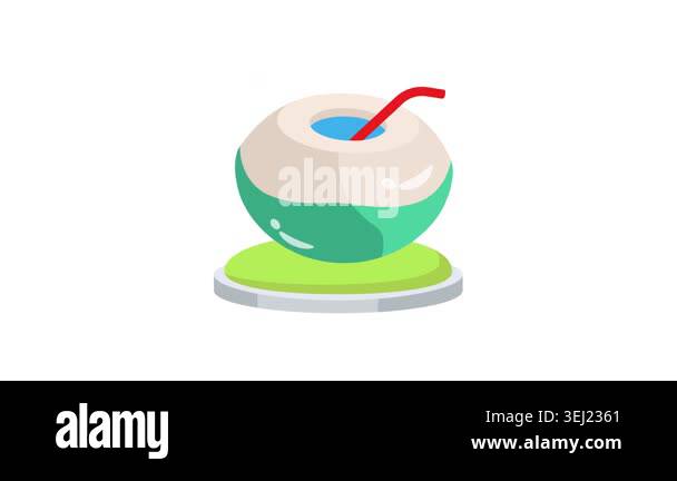 Easy to edit 2d animated icon of chilled coconut drink Stock Video ...
