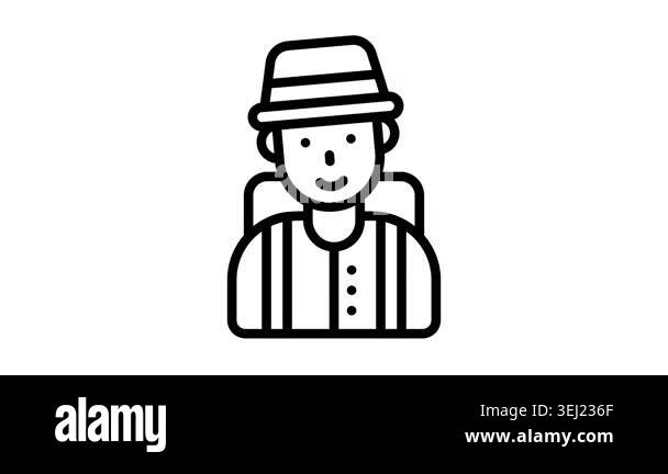 Ready to use outline icon animation showing tourist with backpack Stock ...