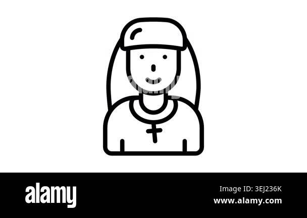 Catch a sight of this trendy outline icon animation depicting nun ...