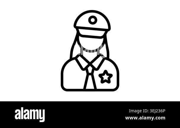 Easy to edit line icon animation of policewoman, ready for premium use ...