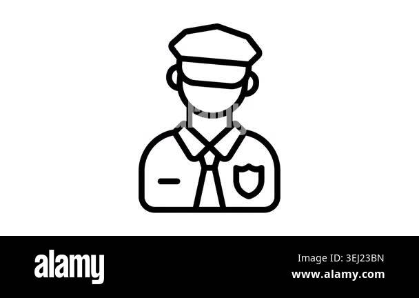 Download our premium line icon animation of policeman character Stock ...