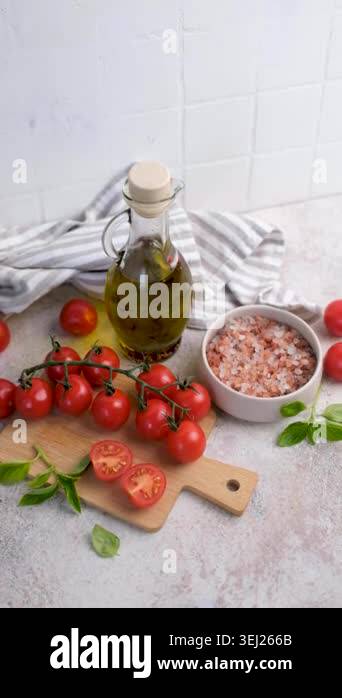 Still life with traditional italian food ingredients like parmesan ...