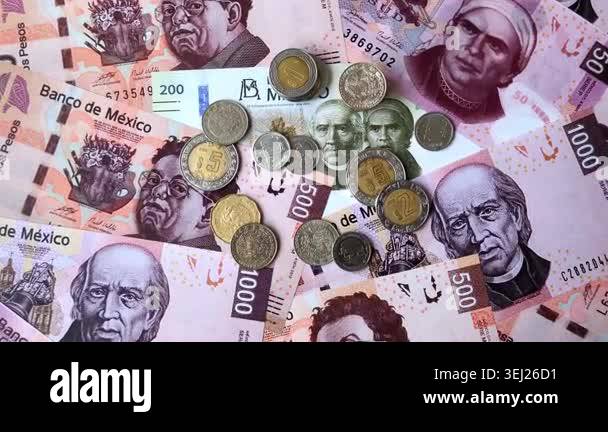Mexican paper money, peso in various denominations. Mexican money Stock ...