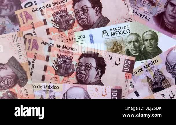 Mexican paper money, peso in various denominations. Mexican money Stock ...