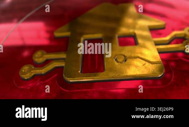 Smart home symbol 3d spectacular metal abstract concept animation Stock ...