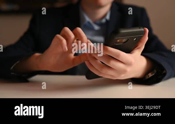 Conceptual background of men's hands with a smartphone for online ...