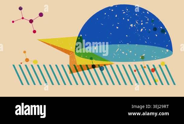 Colorful geometric shapes animation. Object in trendy riso graph design ...