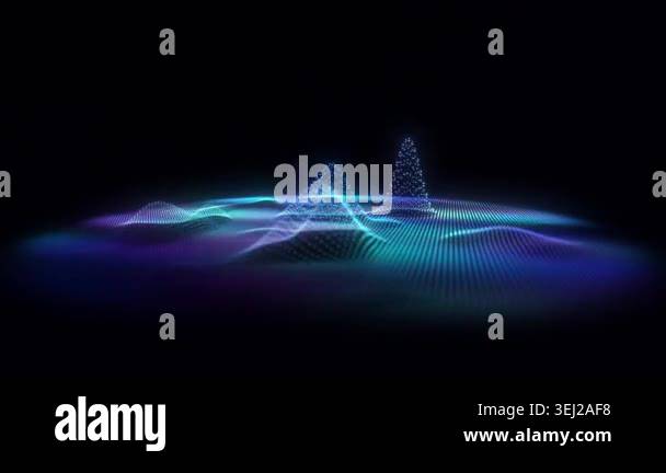 Blue sound waves frequency, purple neon futuristic audio waveform graph ...
